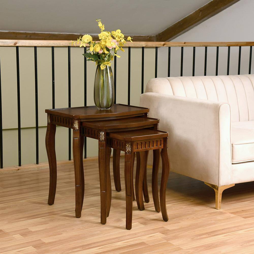 Spaco 22 in. Dark Brown Rectangle Table, Rectangle Nesting Coffee Table ...