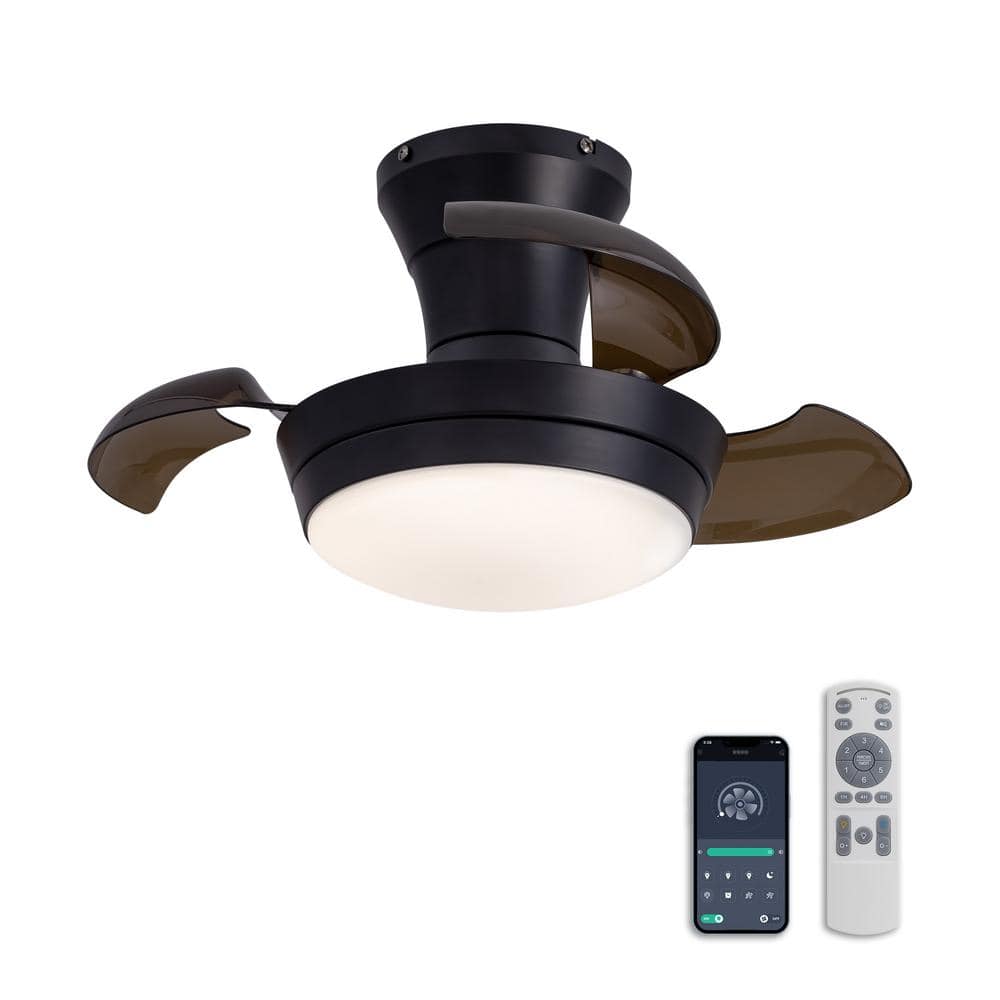 ANTOINE 23 in. Smart Indoor Black Low Profile Retractable Ceiling Fan ...