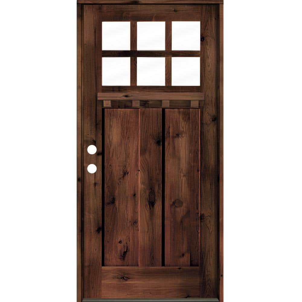 Krosswood Doors 32 in. x 80 in. Craftsman Knotty Alder Right-Hand ...