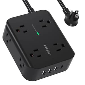Lukyamzn 5 ft. Extension Cord 3-Outlet Power Strip Surge Protector in ...