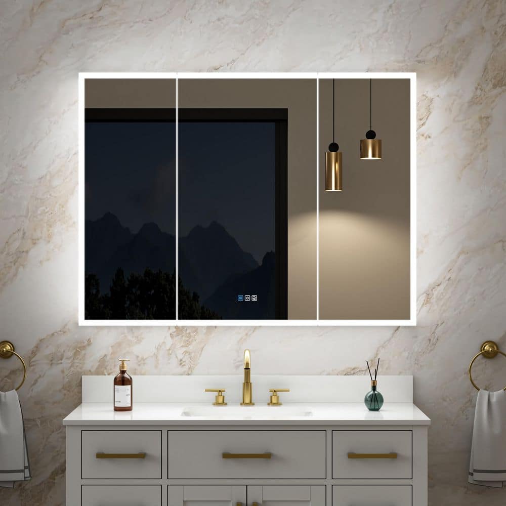ANGELES HOME 48 in. W x 36 in. H Rectangular Recessed/Surface LED ...