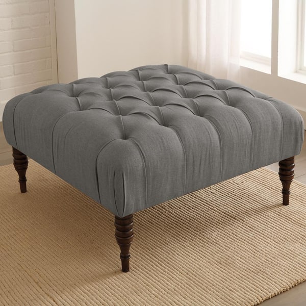 Linen Grey Tufted Cocktail Ottoman-445LNNGR - The Home Depot