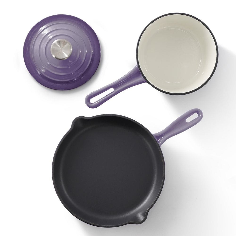 Megachef MegaChef 7 Piece Enameled Cast Iron Cookware Set in Purple ...