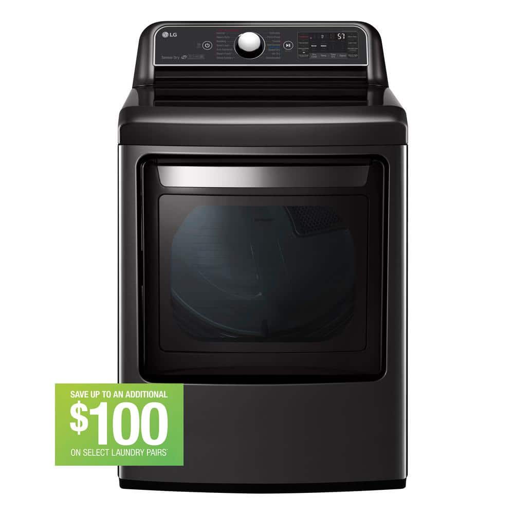 LG 7.3 Cu. Ft. Vented SMART Electric Dryer in Black Steel with EasyLoad ...