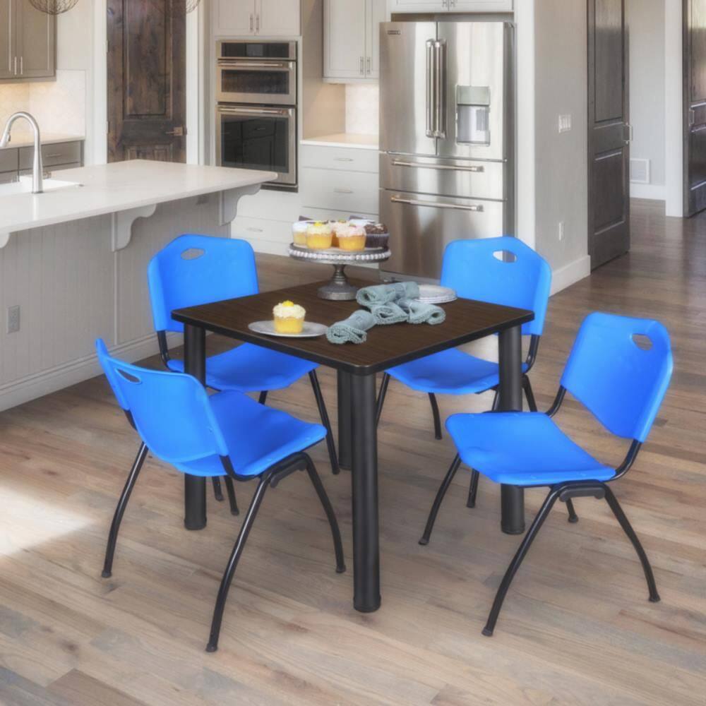 Regency Kee 30 in. Small Square Neo Walnut Breakroom Table Desk with ...