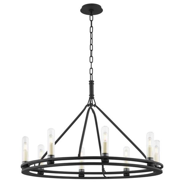 Troy Lighting Sutton 32 in. 8 Light Textured Black Outdoor Chandelier ...
