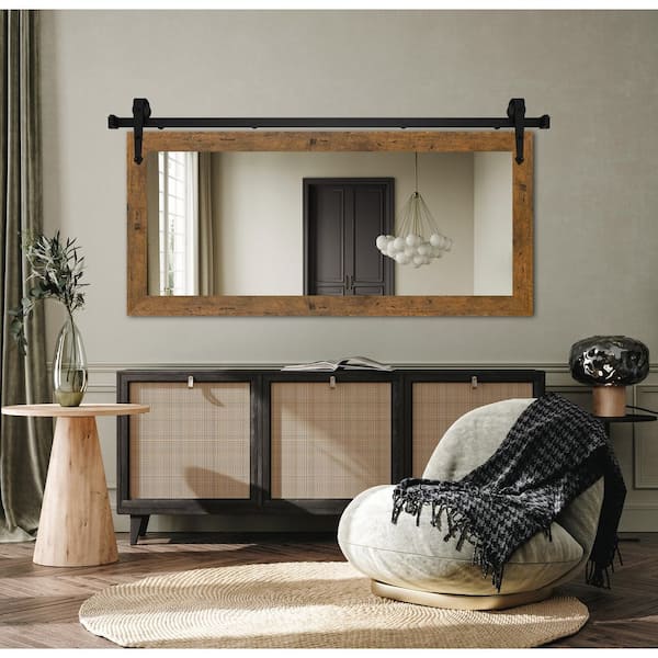 Rayne Mirrors (62 in. W x 33 in. H) Light Brown Modern Rustic Mirror ...