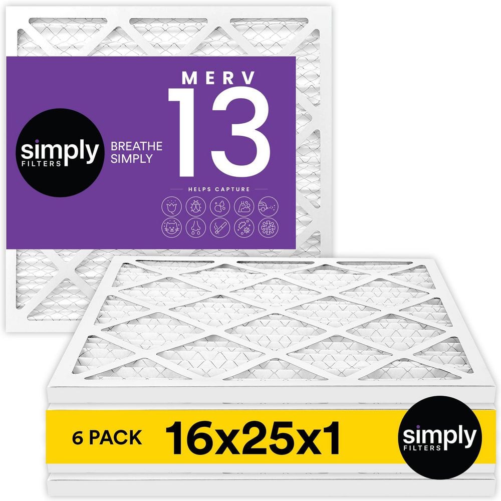 Simply 16 in. x 25 in. x 1 in. MERV 13 FPR 10 Pleated Furnace Air ...