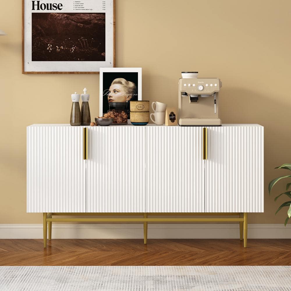 Reviews for Harper & Bright Designs White Wood 60 in. Minimalist Style ...