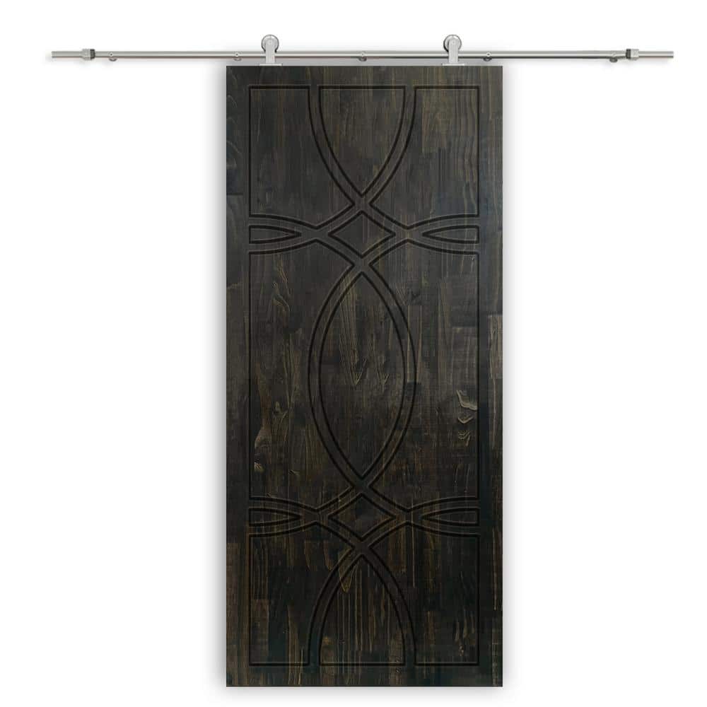 CALHOME 24 in. x 80 in. Charcoal Black Stained Pine Wood Modern ...