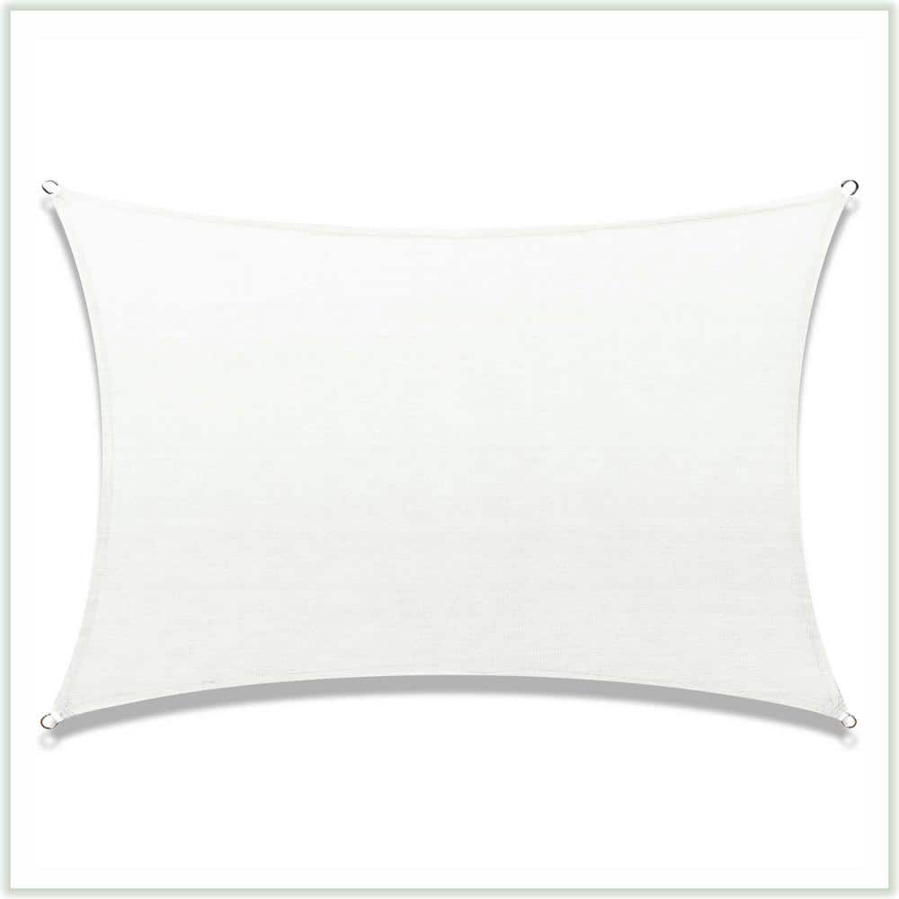 COLOURTREE 16 ft. x 12 ft. 190 GSM White Rectangle Sun Shade Sail ...