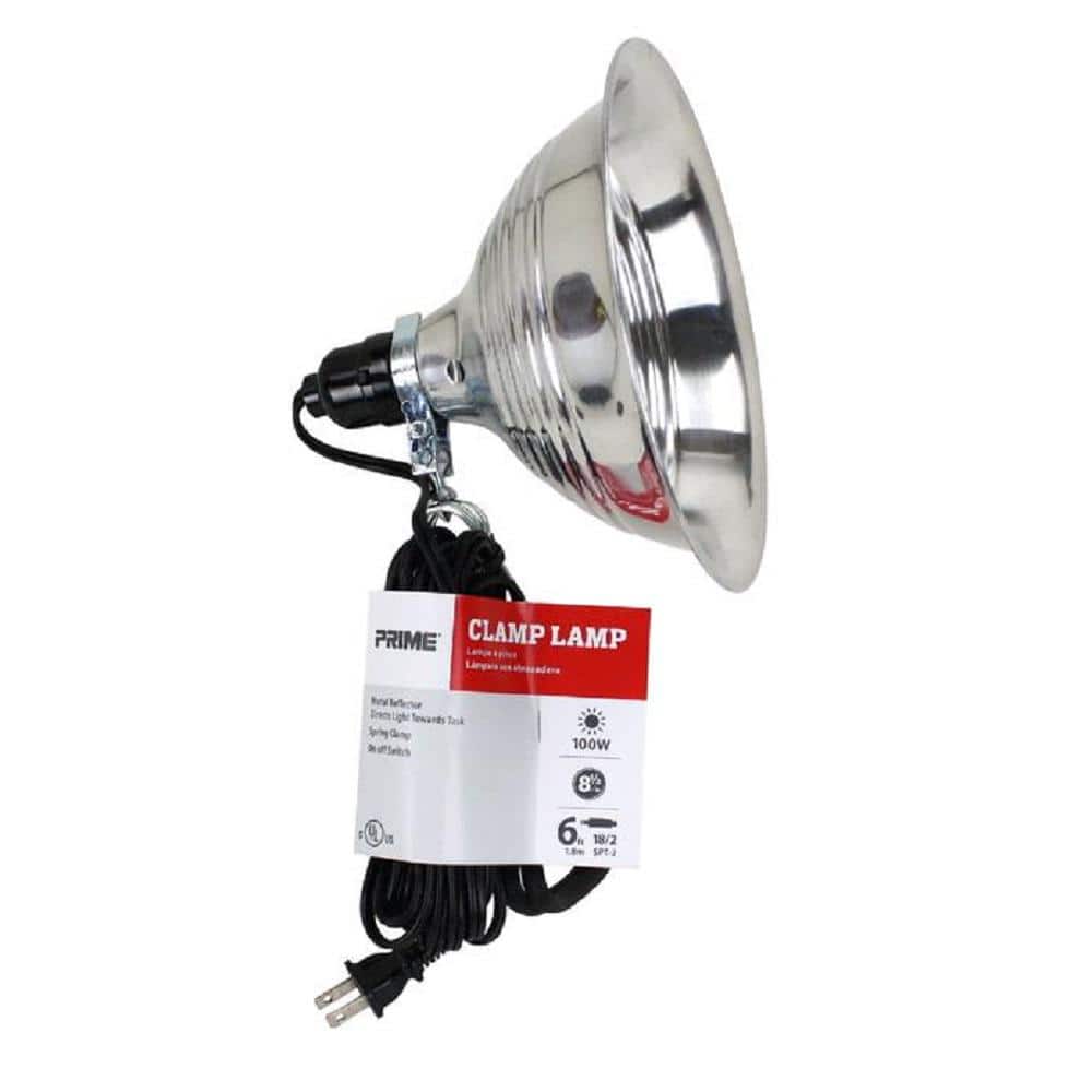 6 ft. 18/2 SPT-2 Black Cord, 100-Watt, 8-1/2 in. Clamp Lamp with Black ...