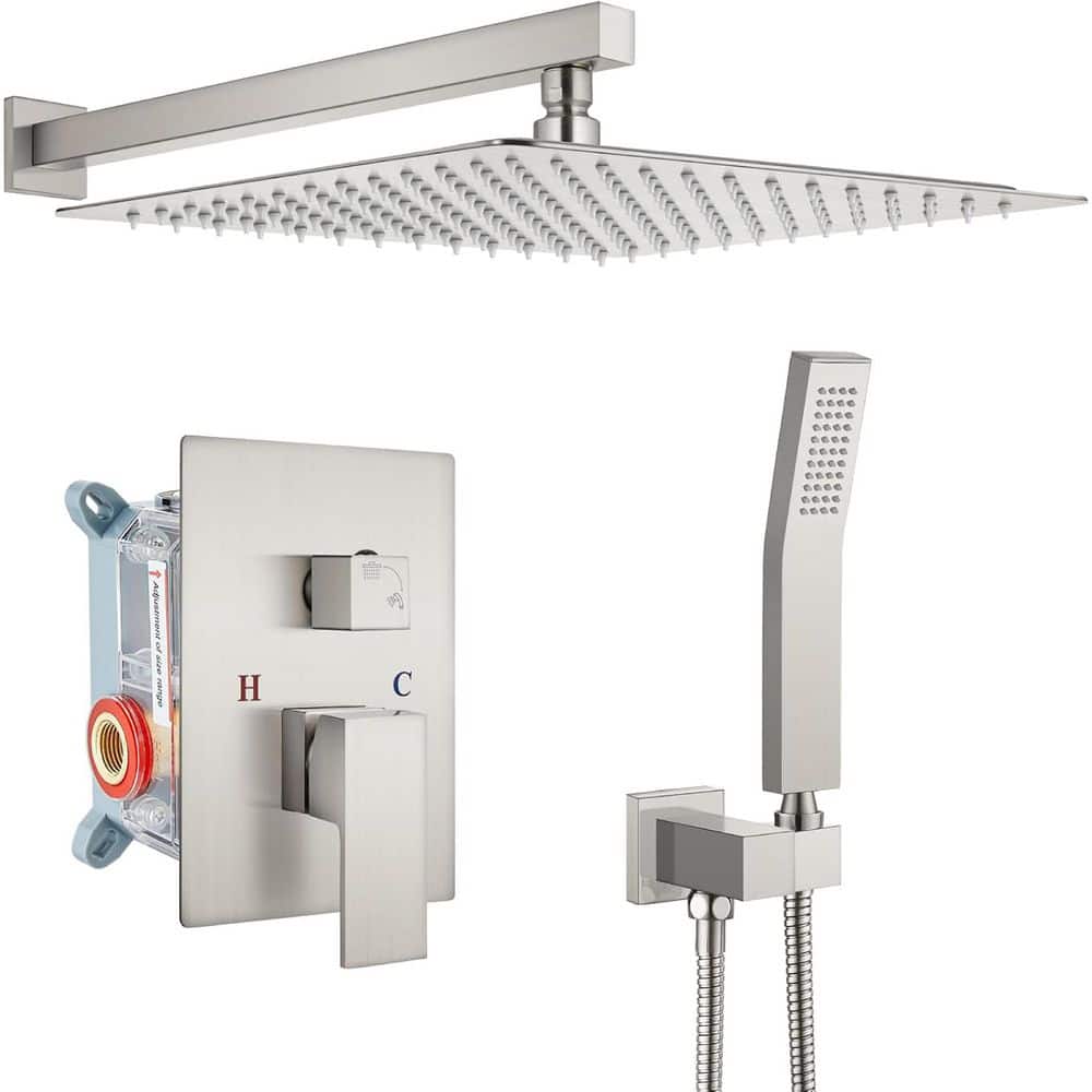 1-Handle Wall Mount Shower Trim Kit Brushed Nickel with Hand Shower-1. ...