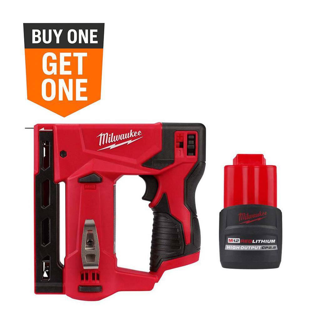 Milwaukee M12 12-Volt Lithium-Ion Cordless 3/8 in. Crown Stapler w/M12 ...