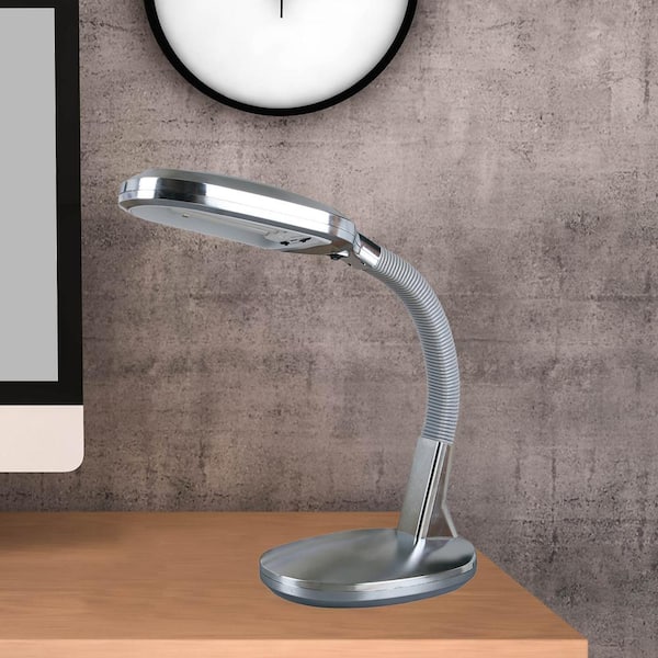 Lavish Home 22 in. Silver in Natural Sunlight Gooseneck Desk Lamp ...