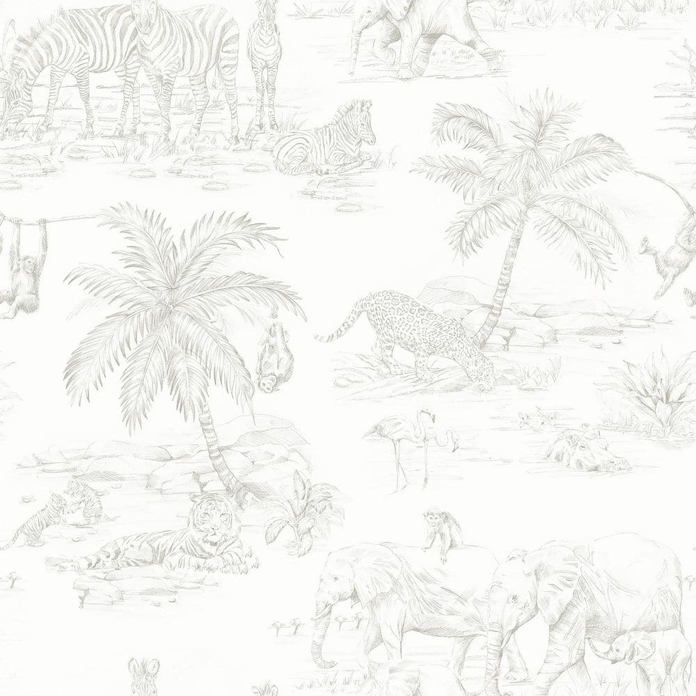 Chesapeake Silver Boheme Animals Matte Paper Non-Pasted Wallpaper Roll ...