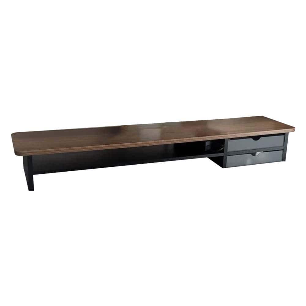 Dual Monitor Riser 42.5 Inch Computer Stand with Drawer 2 Tier Wood ...