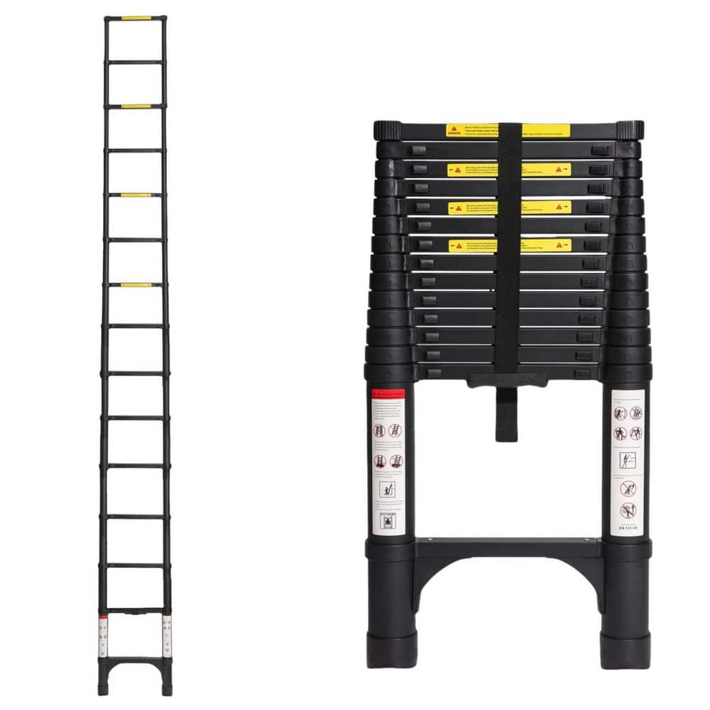 KIWDZFU 14.5 ft Aluminum Telescoping Ladder Lightweight Multi-Purpose ...