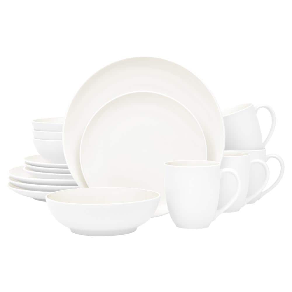 Noritake Colorwave White 16-Piece Coupe (White) Stoneware Dinnerware ...