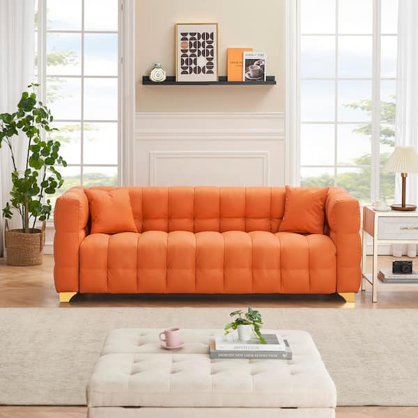 Homy Casa SZYZMS 80 in. Flared Arm Polyester Rectangle Sofa w/Removable ...