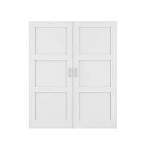 ARK DESIGN 72 in. x 80 in. 5 Lite Solid Core White Wood Double Door ...