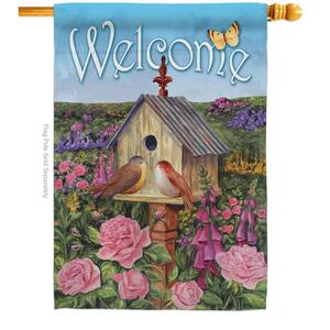 Breeze Decor 28 in. x 40 in. Welcome Bird House Birds Flag 2-Sided ...