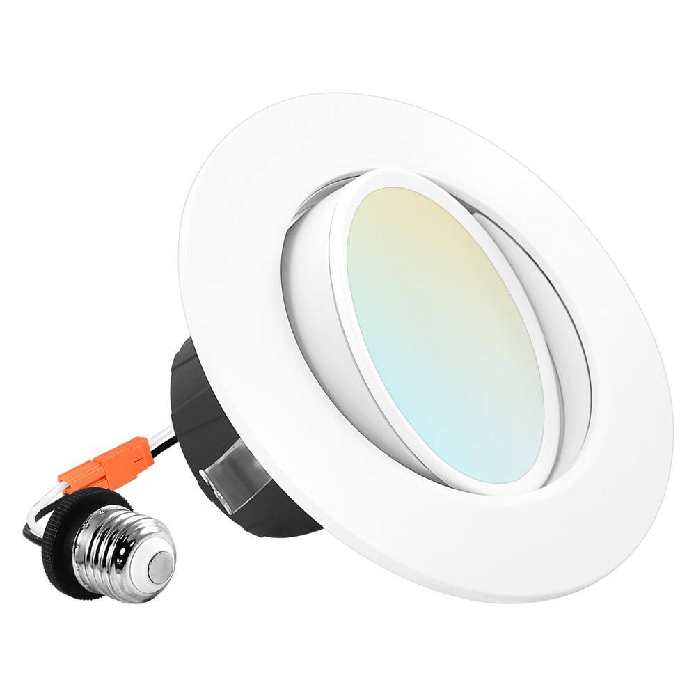 LUXRITE 4 in. Gimbal Recessed LED Can Lights 5 Color Options Dimmable ...