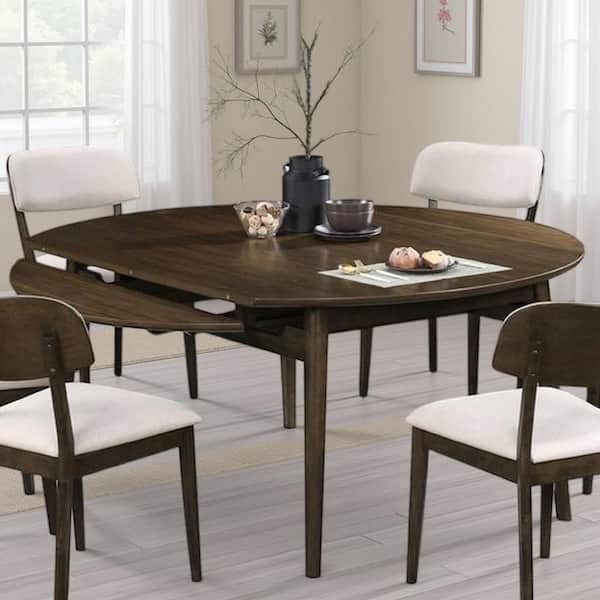 Benjara Roxy Walnut Brown Wood 64.9 in. 4 Legs Dining Table Seats 4 ...