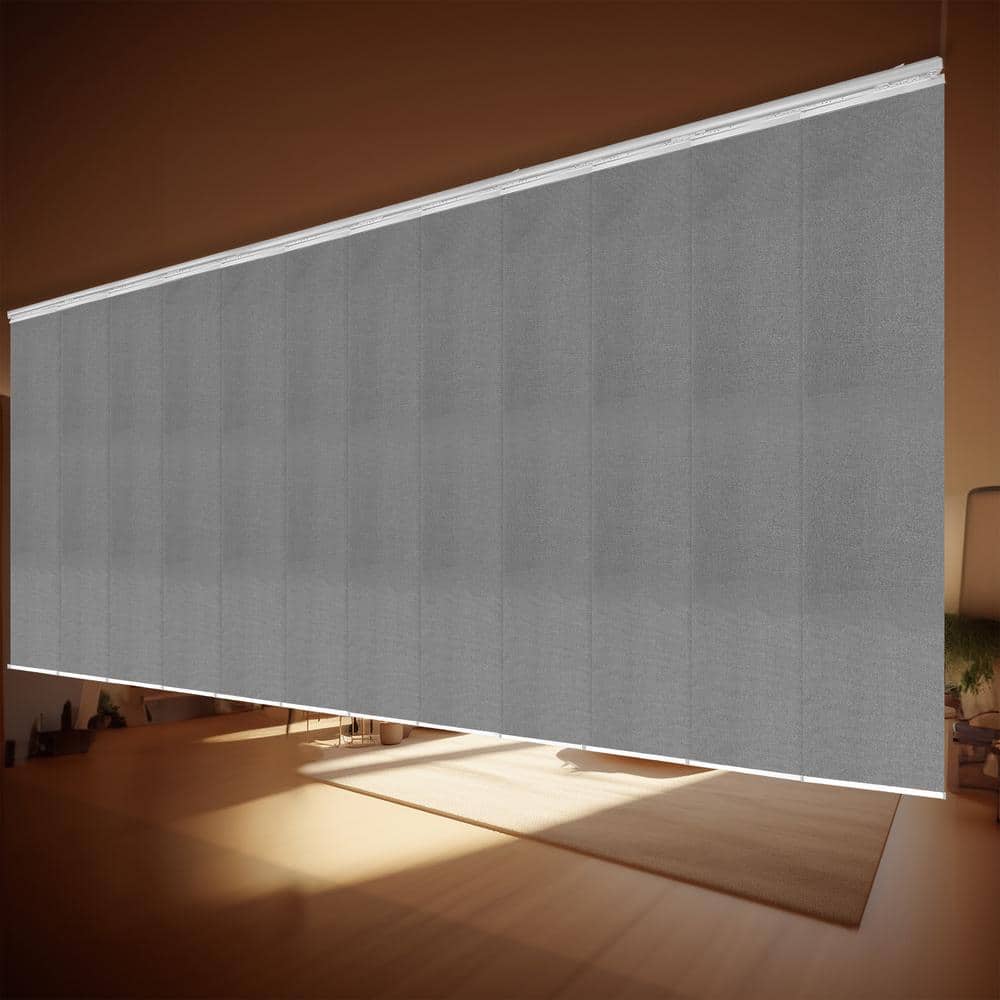 EMOH Cinder Gray 140 in. - 260 in. W x 94 in. L Adjustable 12-Panel ...