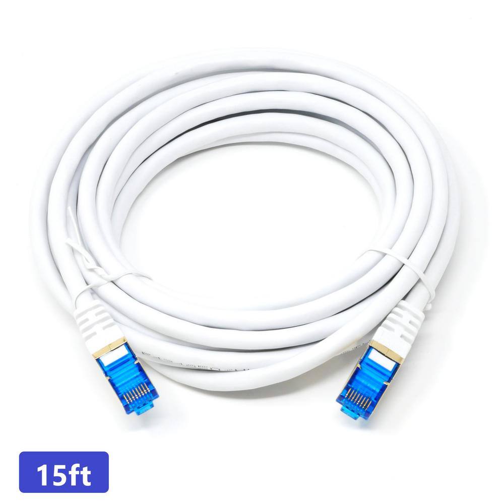 QualGear 15 ft CAT 7 Round High-Speed Ethernet Cable - White QG-CAT7R ...