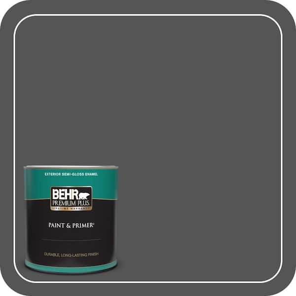 BEHR PREMIUM PLUS 1 qt. #QE-62 Maximum Gray Semi-Gloss Enamel Exterior ...