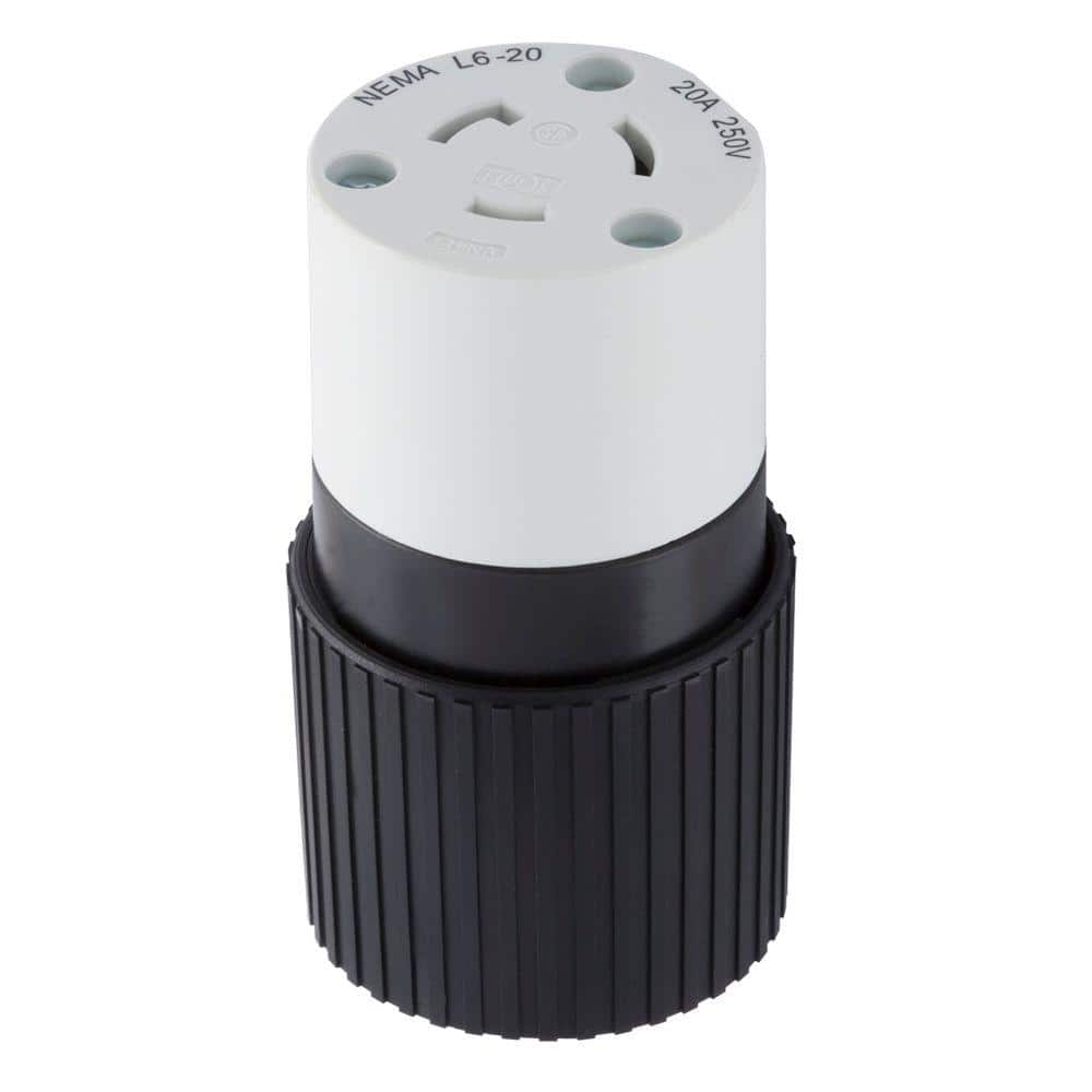 Hubbell 20 Amp 250-Volt 3-Wire Grounding Connector - Black/White L620CZ ...