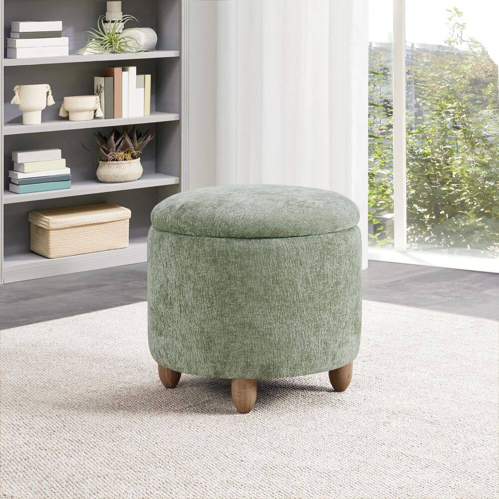 OSP Home Furnishings Lyra Storage Ottoman in Spring Green Fabric with ...