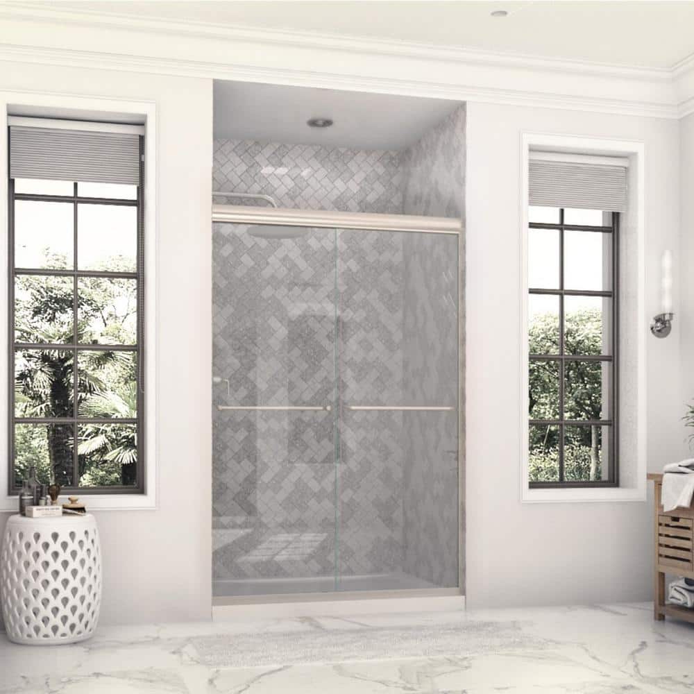 Holcam Eurolite 48 in. W x 70.5 in. H Sliding Bypass Frameless Shower ...