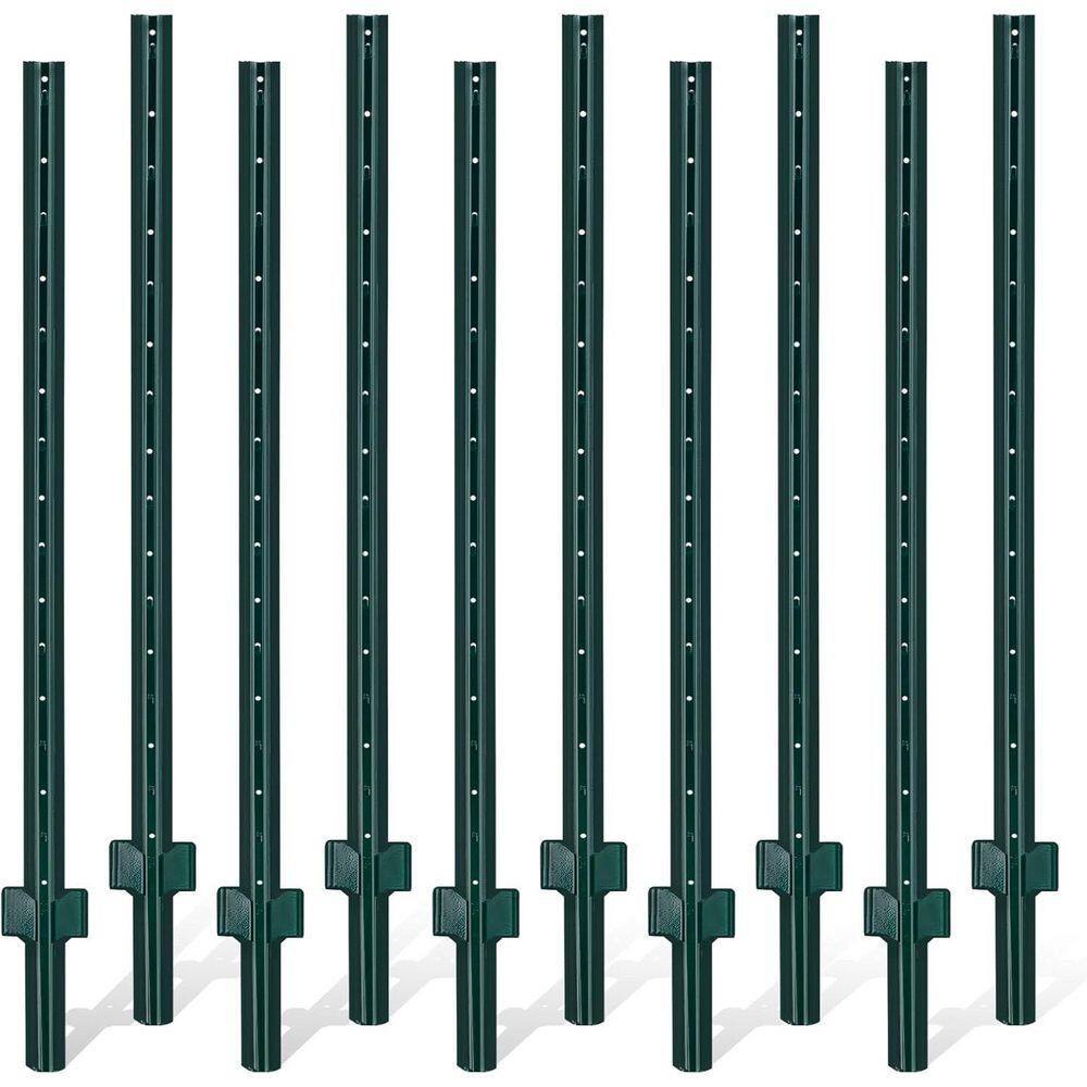 Oyezvary 3 ft. Heavy Duty Metal U-Channel Fence Posts Black No Dig ...