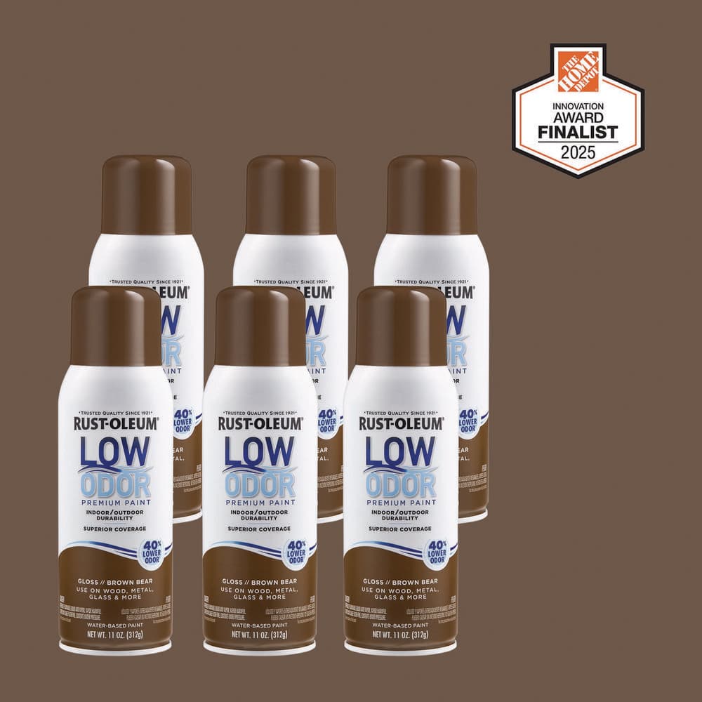 Rust-Oleum Low Odor 11 oz. Gloss Brown Bear Low Odor Water-Based Spray ...