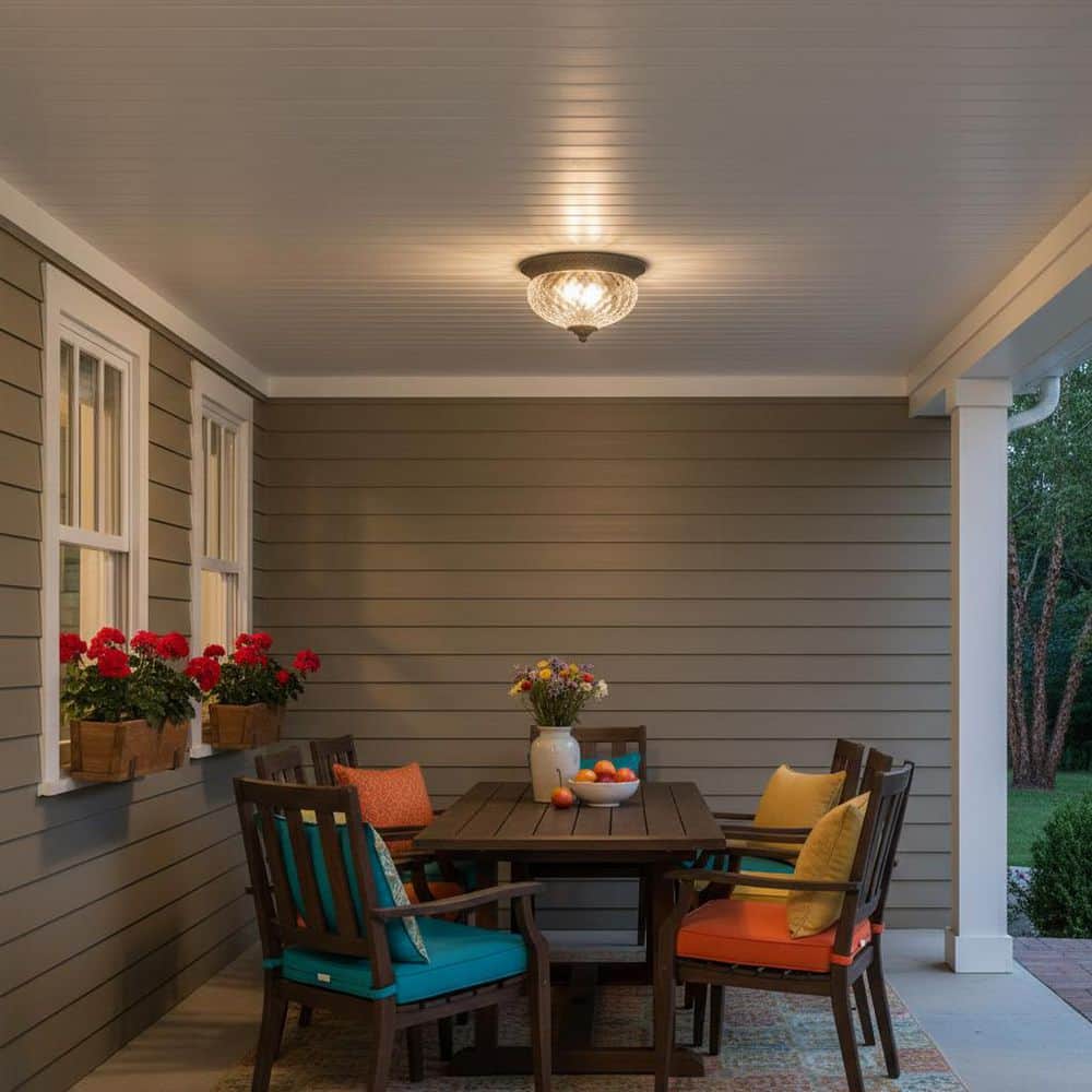 HINKLEY Plantation 2-Light Museum Black Outdoor Flush Mount Light ...
