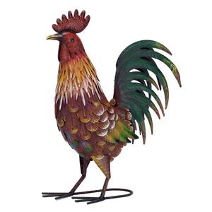 Evergreen Metal Colorful Rooster Garden Statue 47M3852 - The Home Depot