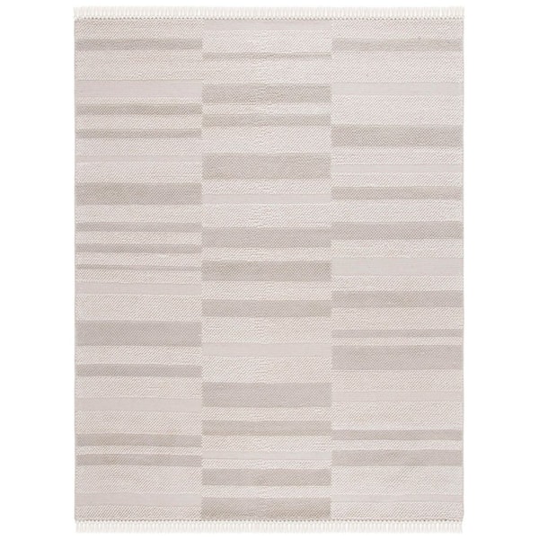 SAFAVIEH Natura 8 ft. x 10 ft. Ivory/Silver Column Striped Area Rug ...