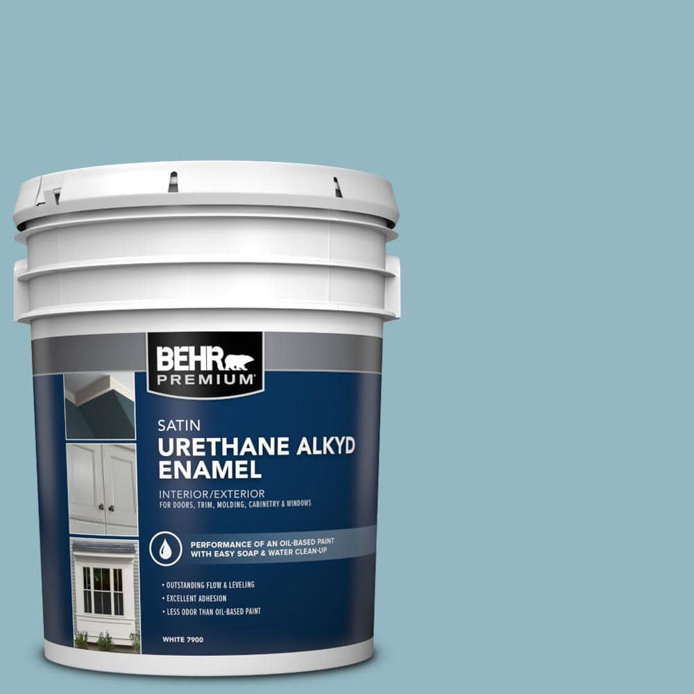 BEHR PREMIUM 5 gal. #PPU13-09 Tahoe Blue Urethane Alkyd Satin Enamel ...