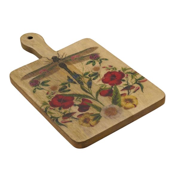 FITZ and FLOYD Vintage Vibe Serve Board with Handle -Floral Dragonfly ...