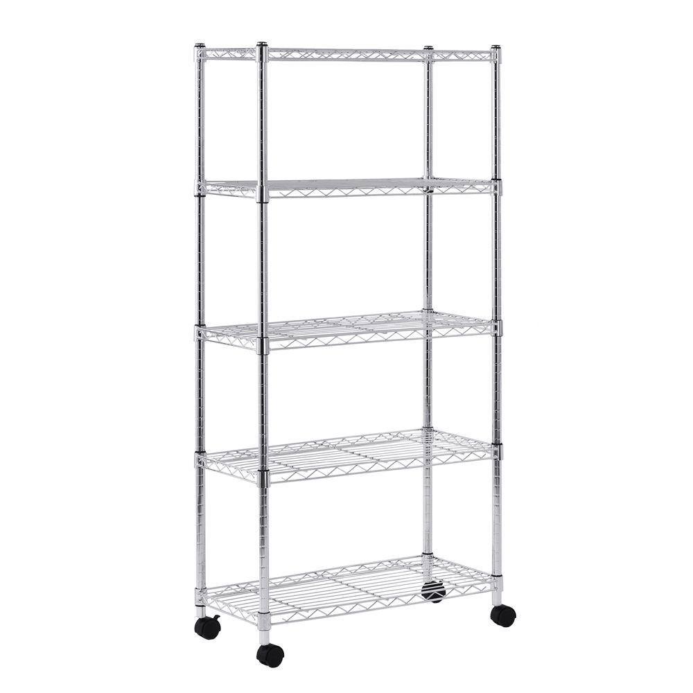 Reviews for Sandusky 5-Tier Rolling Steel Wire Shelving Unit in Gray ...