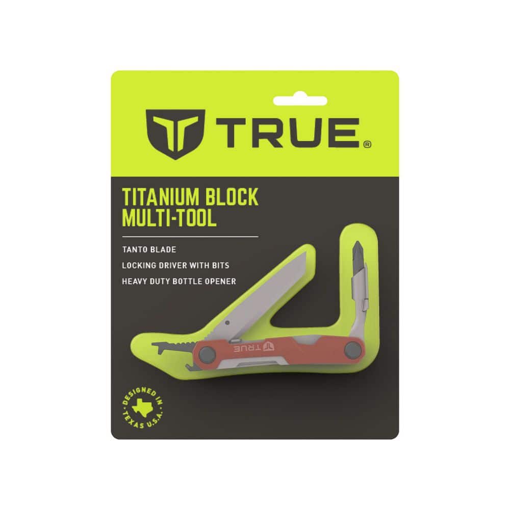 TRUE 5-IN-1 2.75in KNIFE AND BLOCK MULTI-TOOL WITH TITANIUM FINISH TRU ...