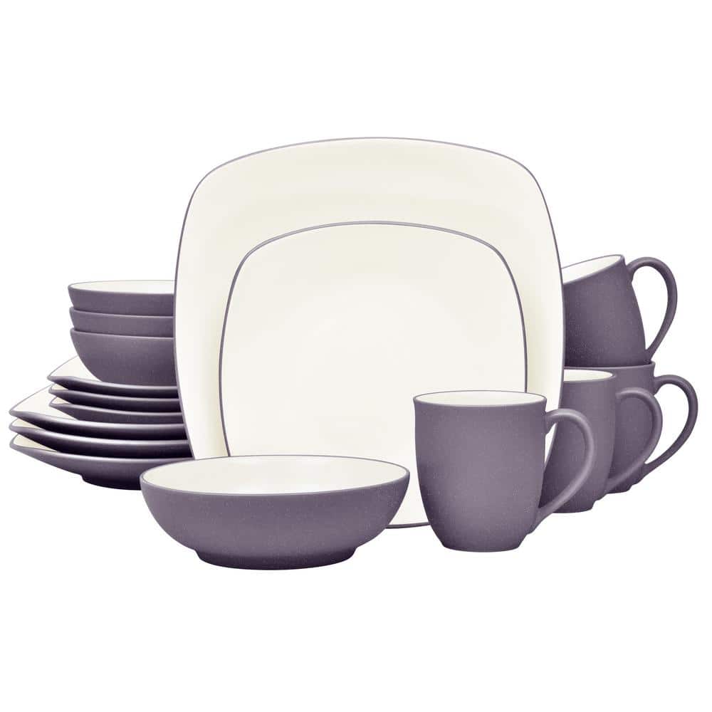 Noritake Colorwave Plum 16-Piece Square (Purple) Stoneware Dinnerware ...