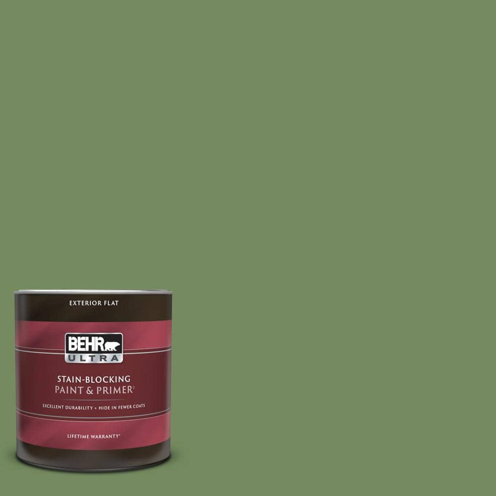 BEHR ULTRA 1 qt. #M380-6 Fern Canopy Flat Exterior Paint & Primer ...