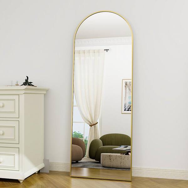 XRAMFY 17 in. W x 58 in. H Arched Gold Modern Aluminum Alloy Framed ...