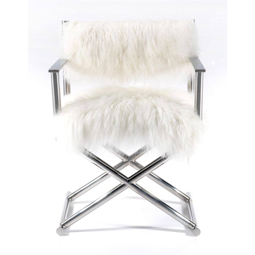 Pasargad Home Paris Love Ivory Mongol Fur Director's Chair FUR CHAIR-1 ...