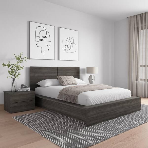 Nexera James 4 Piece Gray Oak Queen Size Bedroom Set 404012 The Home Depot