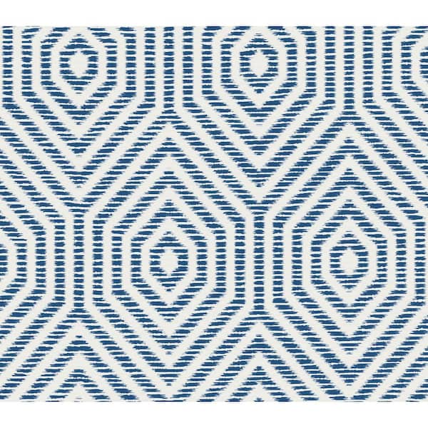 Seabrook Designs 56 sq. ft. Denim Blue Hexagon Geometric Unpasted Paper ...