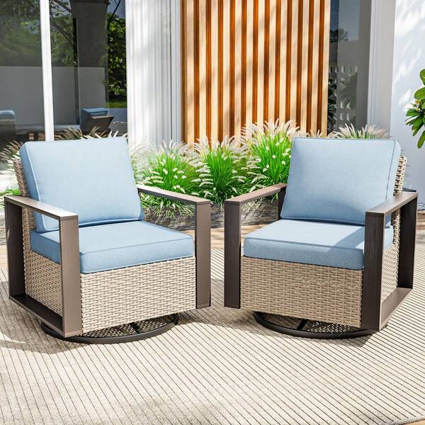 PremDwell Wicker Outdoor Rocking Chair Patio Swivel Chair with Metal ...